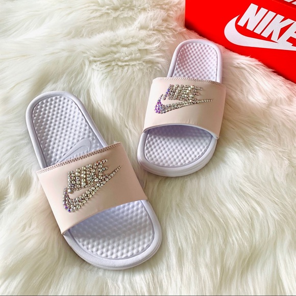 Nike | Shoes | Swarovski Nike Benassi Slide Sandal Pink Quartz | Poshmark